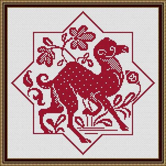 Camel Cross Stitch Pattern Camel Vintage Floral Pattern Camel | Etsy