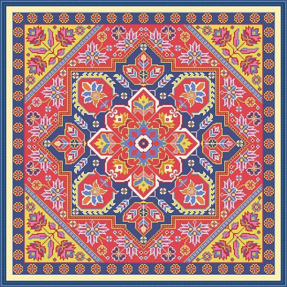 Antique Rug Square Design 1 Large Rug Adaptation Counted Cross - Etsy