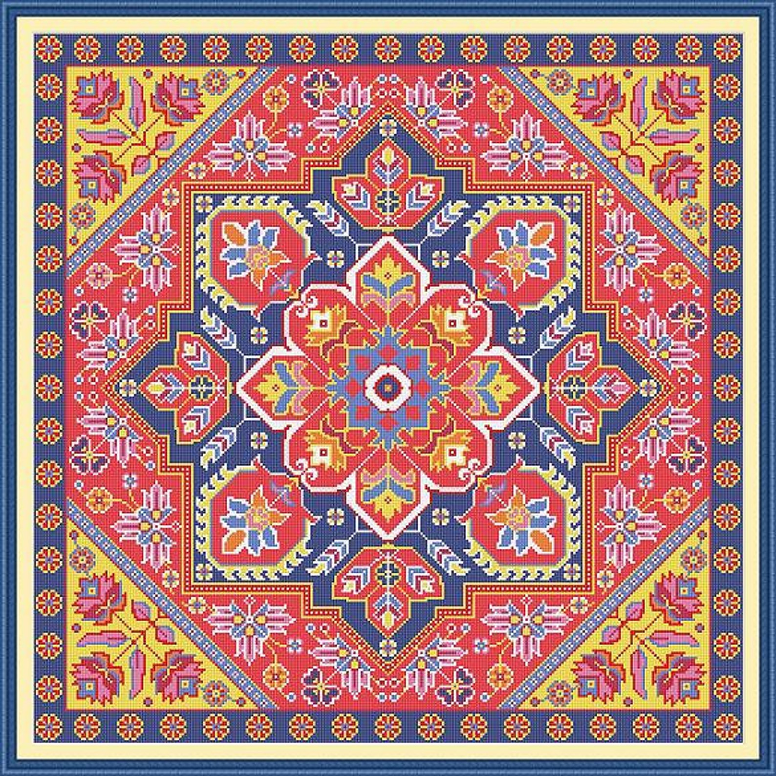 Antique Rug Square Design 1 Large Rug Adaptation Counted Cross - Etsy