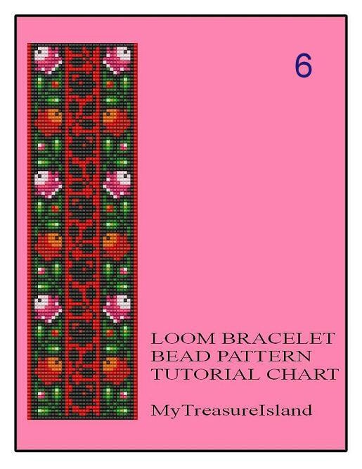 Bead Loom Floral Border 1 2 6 Multi-color Bracelet Patterns | Etsy