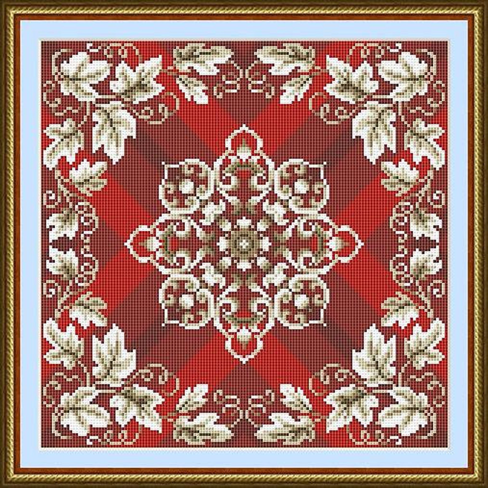 Antique Square Tapestry Floral Pillow Motif 2 in Red Counted - Etsy