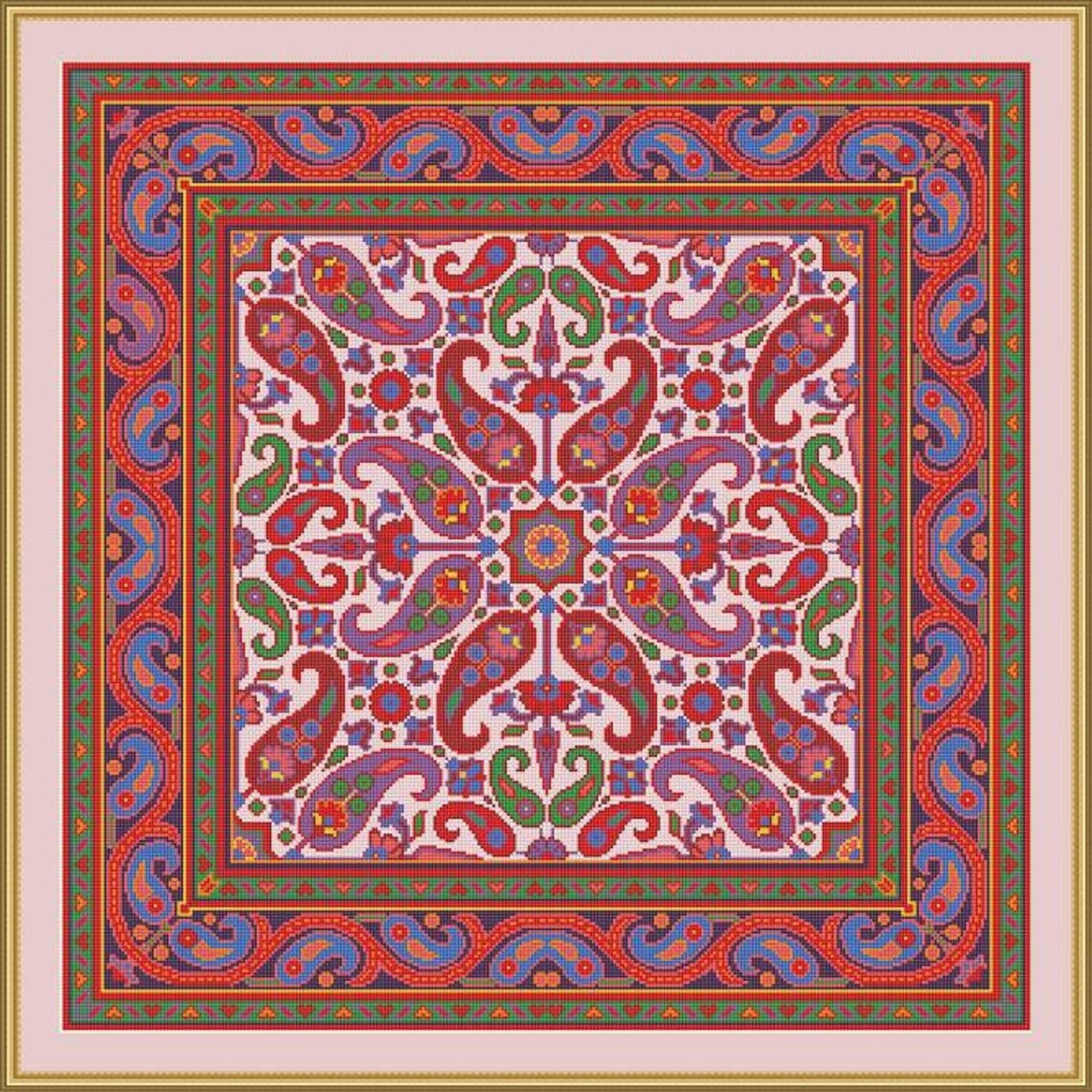 Antique Rug Square Rug Design 2 Large Rug Adaptation Counted - Etsy Israel