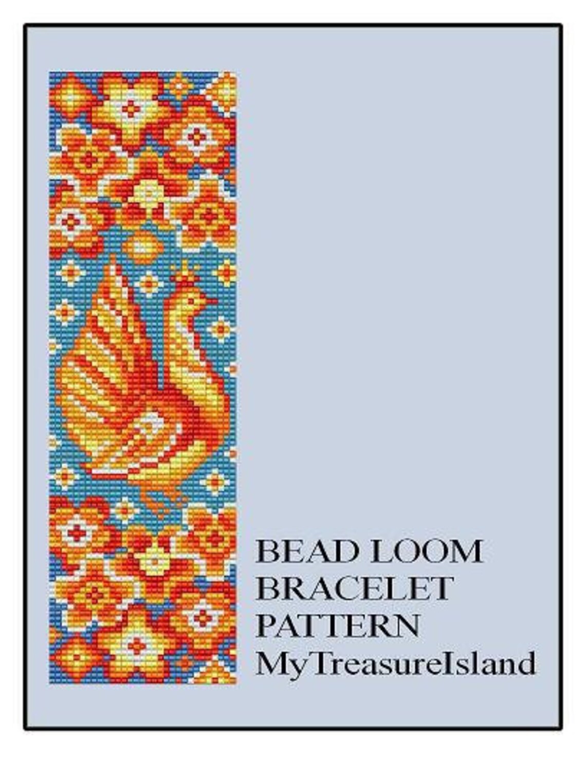 Bead Loom Folk Bird 1 Folk Art Bird Wide Cuff Bracelet Pattern PDF - Etsy