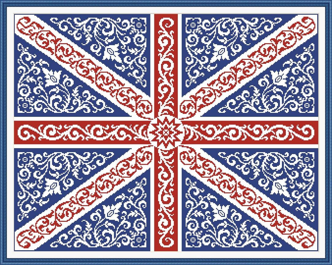 UK British Flag Union Jack Flag Cross Stitch Pattern Large Design ...