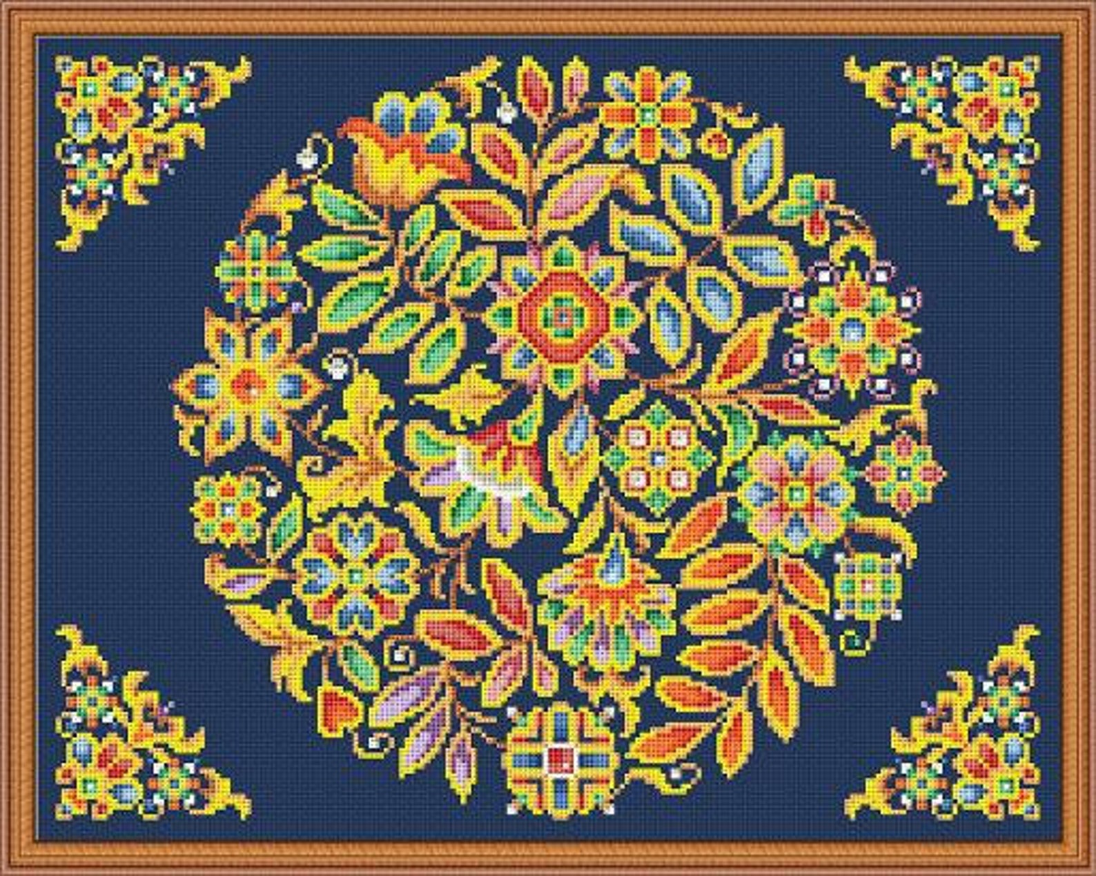 Antique Round Tapestry Folk Art Floral Décor Multicolored - Etsy