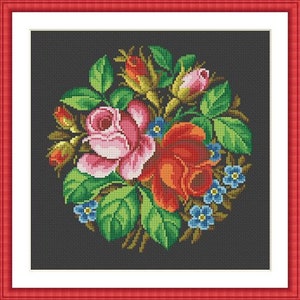 Berlin Woolwork Roses Bouquet 4 And/or Antique Bouquet 5 Cross Stitch ...