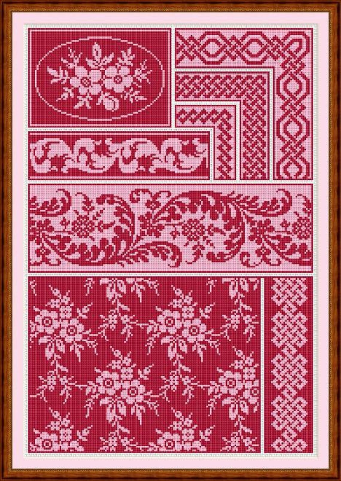 Antique Sampler 3 Repeating Celtic Borders Floral Textile - Etsy