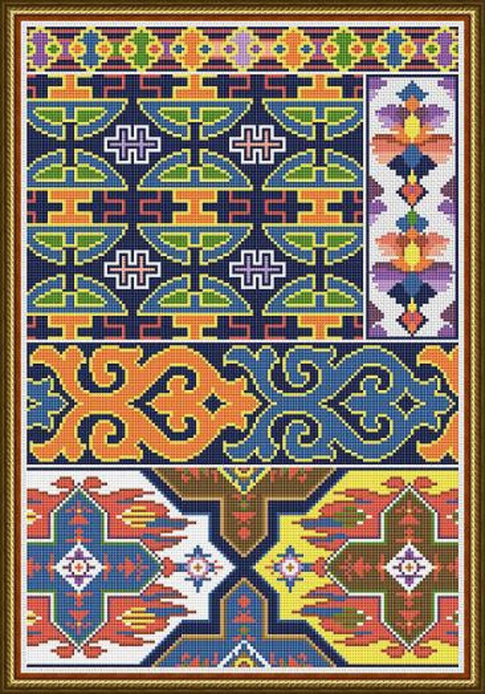 Antique Sampler 4 Repeating Borders Decorative Motifs Floral Textile ...
