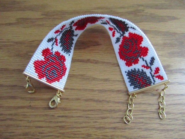 Bead Loom Red Roses Border Floral Border Bracelet Pattern PDF - Etsy