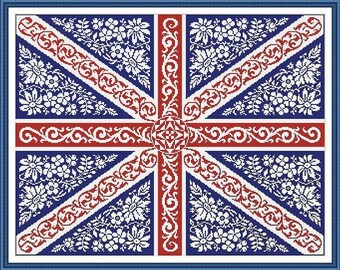 UK British Flag Union Jack Flag Cross Stitch Pattern Large - Etsy