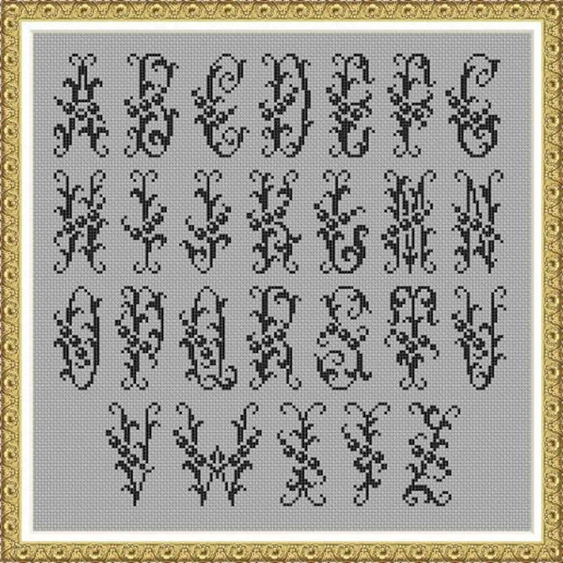 Antique Letters Alphabet All Letters Monograms 6 Designs Counted Cross ...