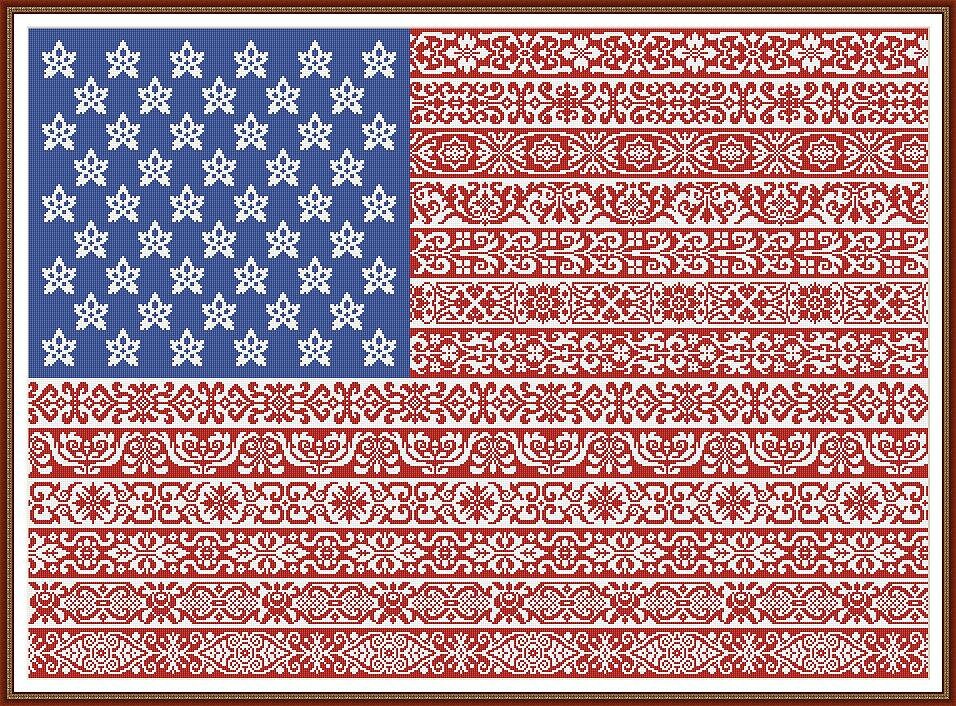 American Flag Cross Stitch Pattern Stars and Stripes Repeating | Etsy