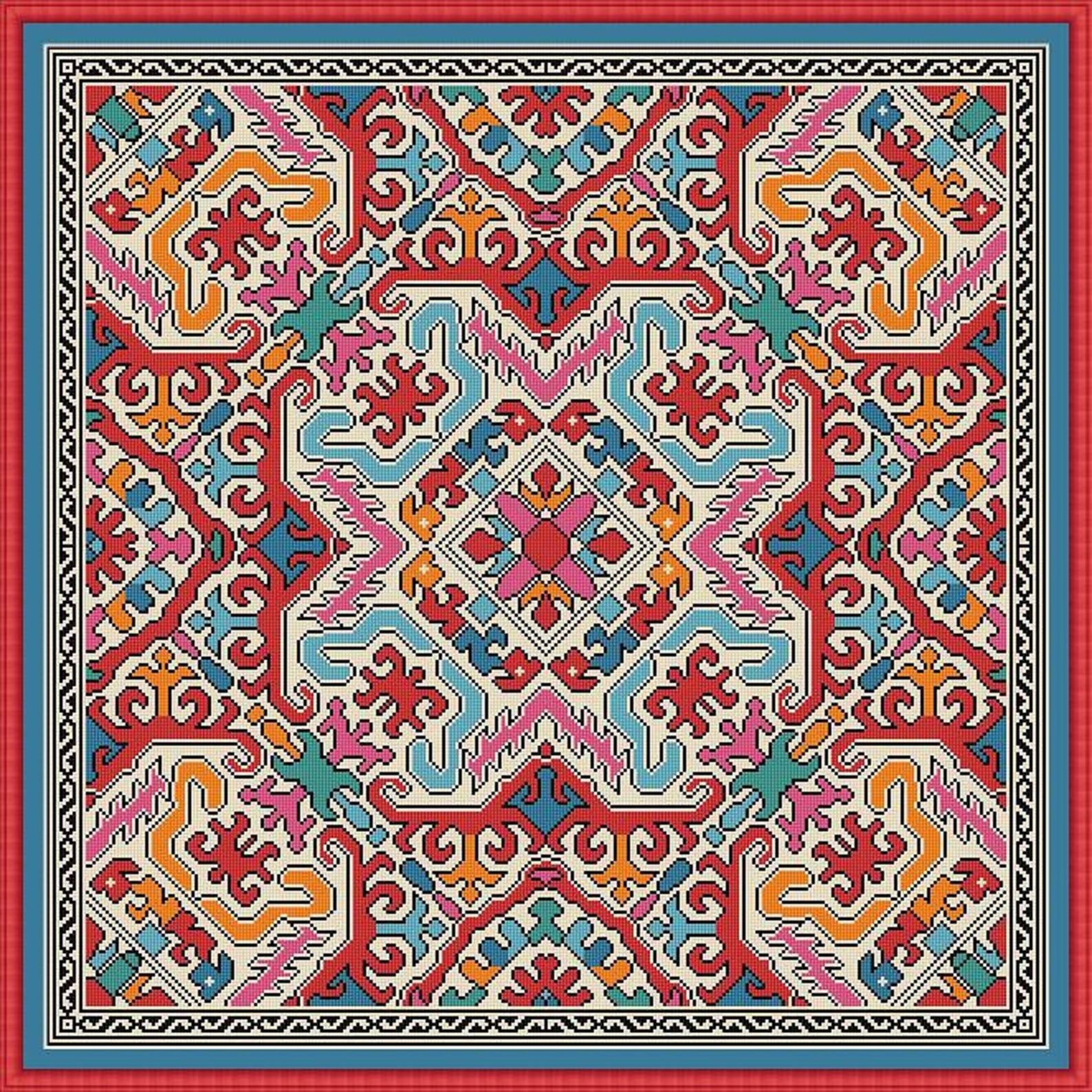 Antique Rug Square Design 3 Large Rug Adaptation Counted Cross | Etsy