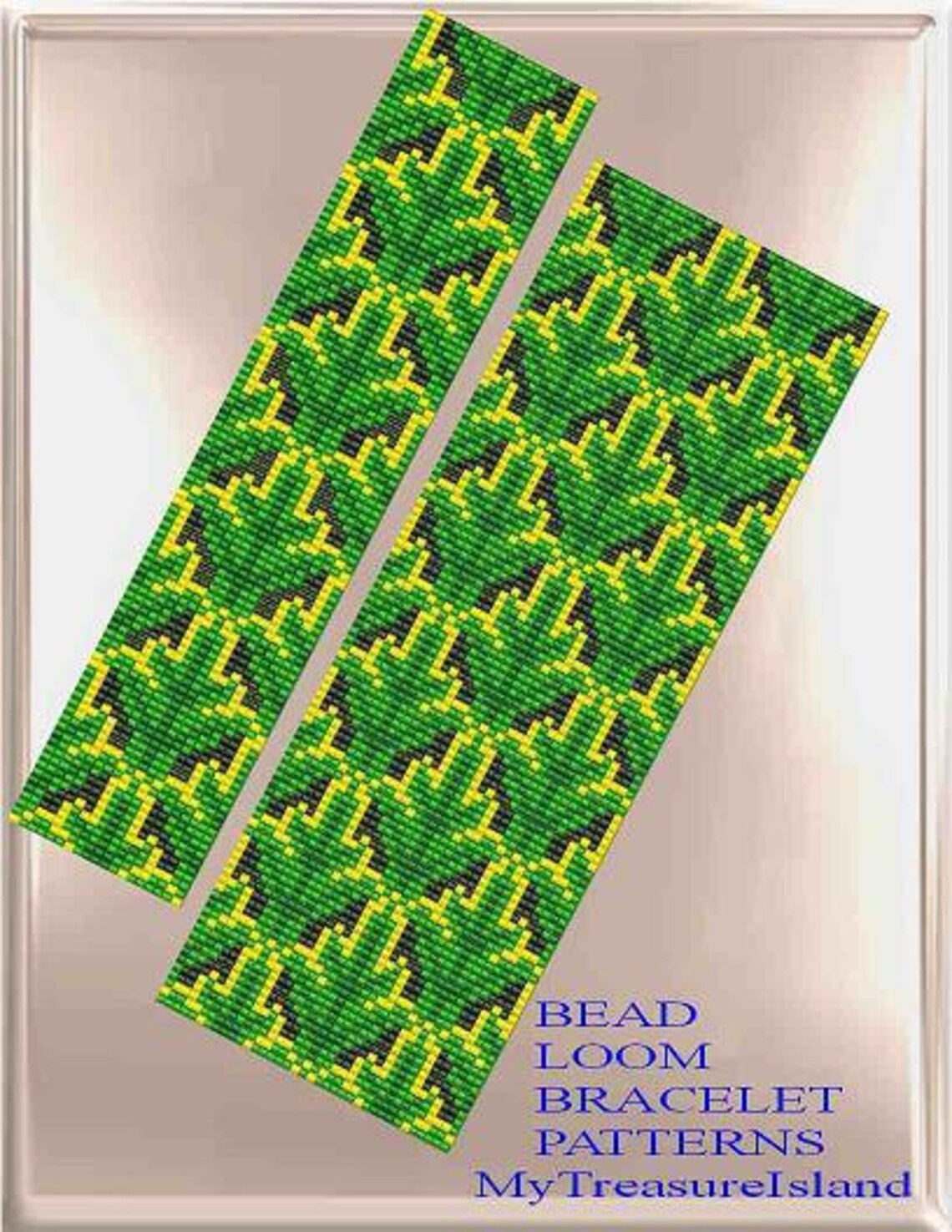 Bead Loom Vintage Motif 23 Green Leaves Bracelet Patterns PDF - Etsy
