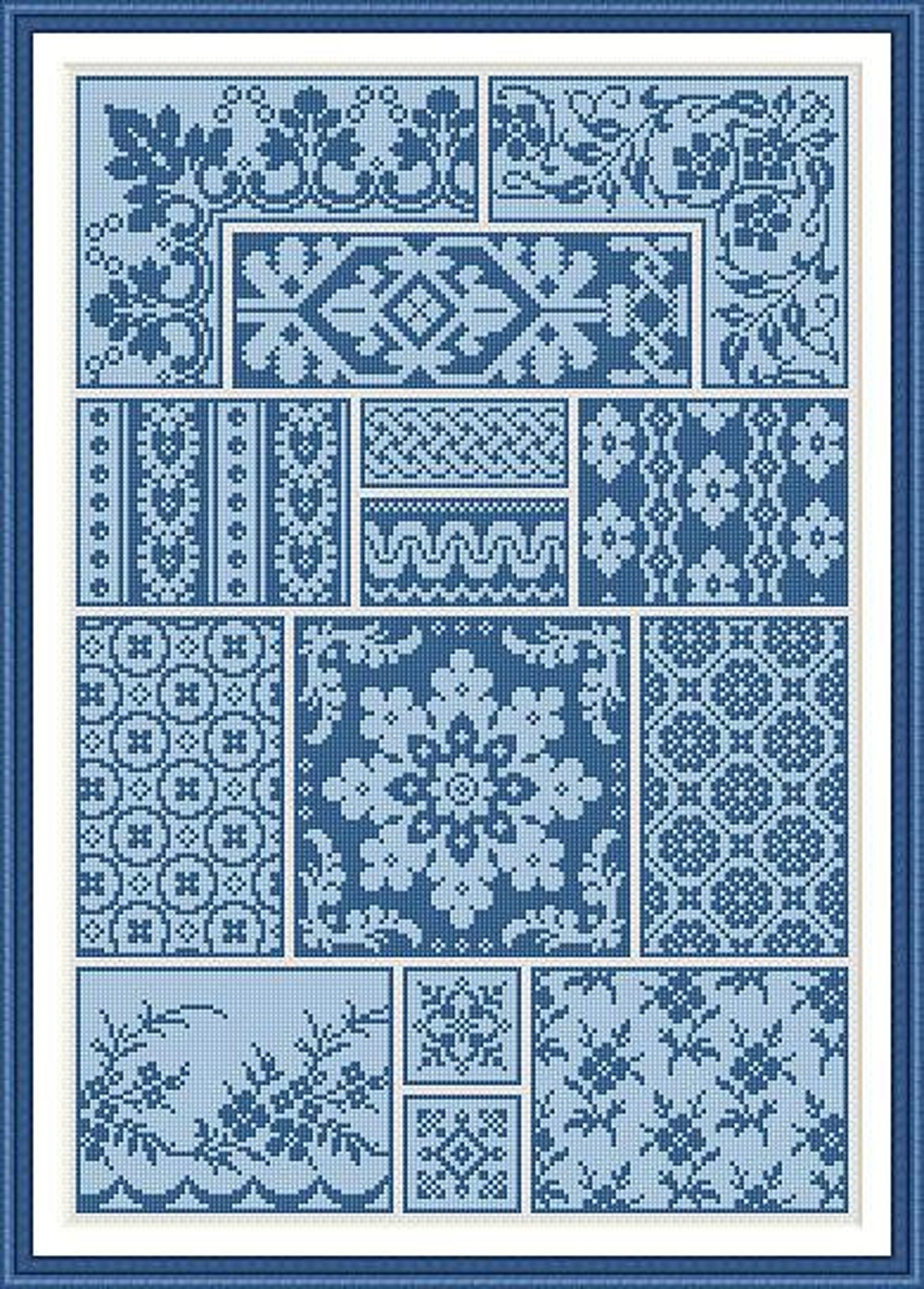 Antique Sampler 1 and Sampler 2 Repeating Borders Floral - Etsy