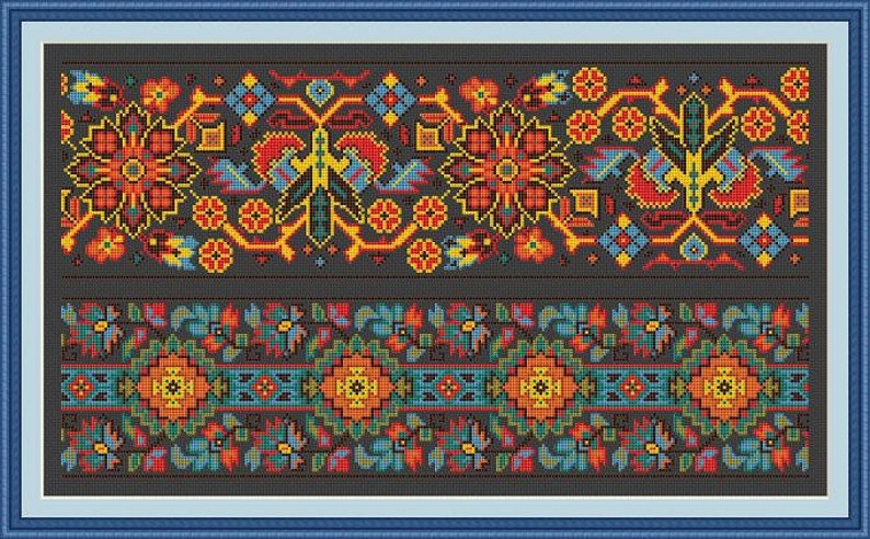Cross Stitch Pattern Sampler Vintage Borders Repeating Motif Borders ...