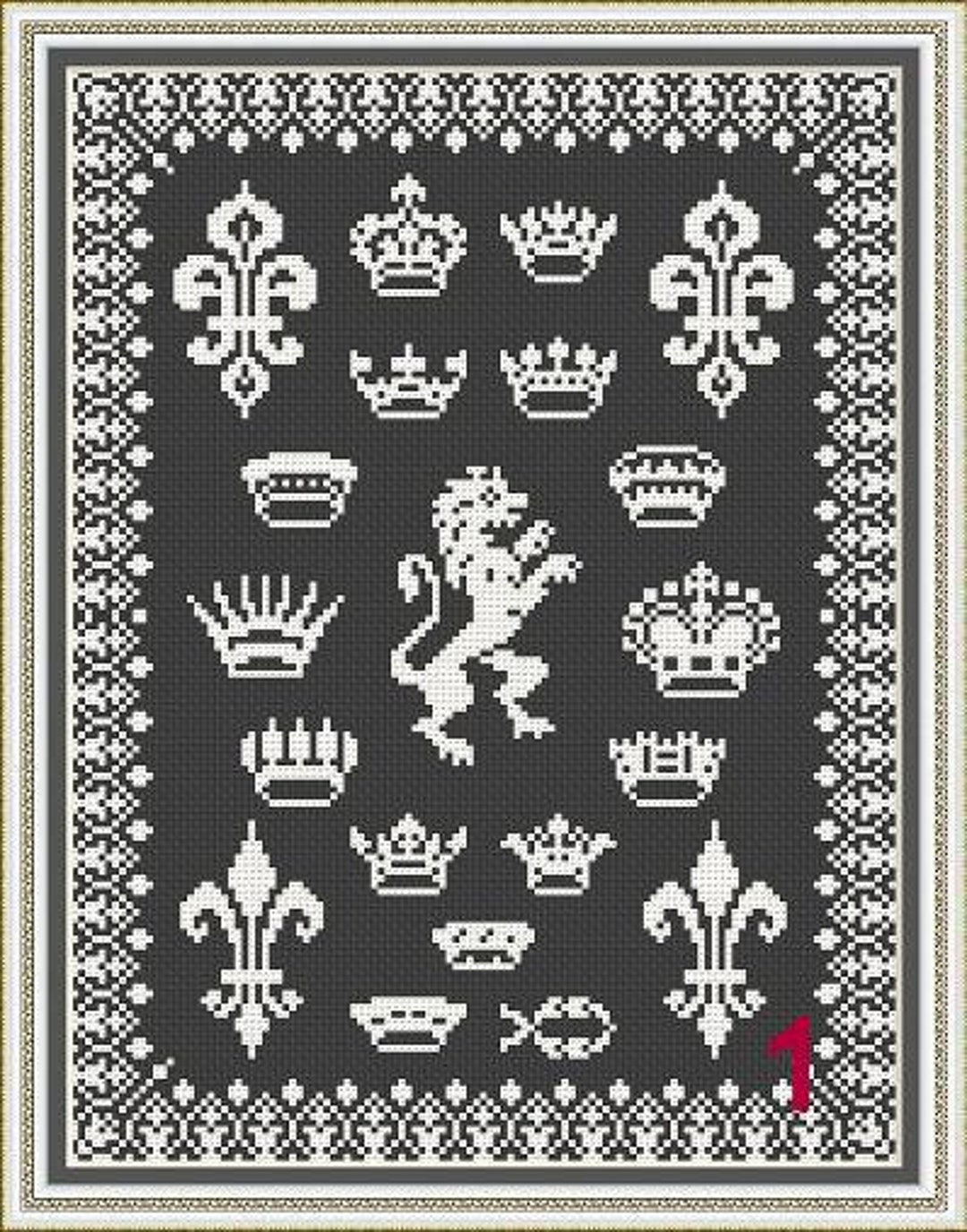 Cross Stitch Sampler Heraldic Symbols Monochrome Samplers 1-8 Counted ...