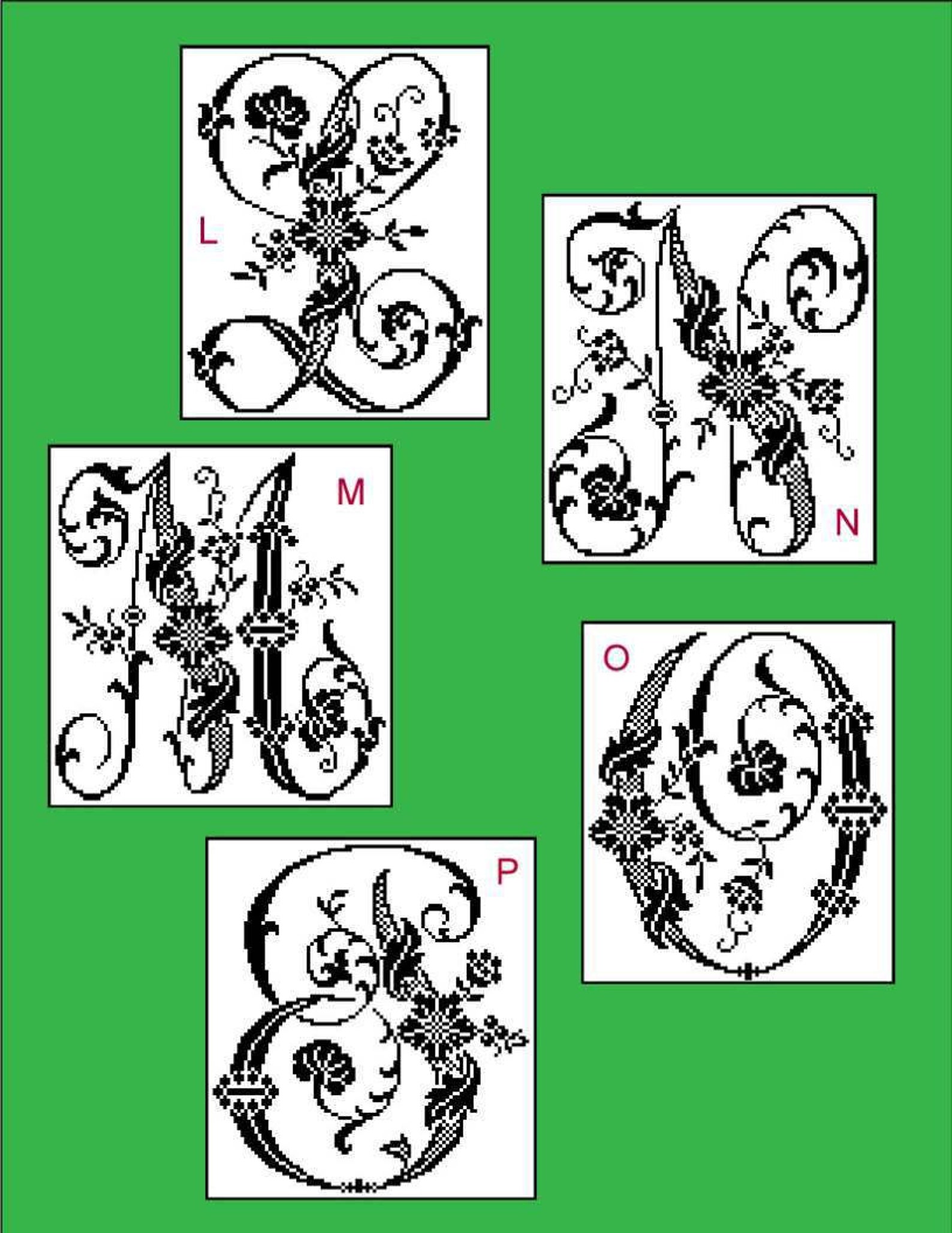 Monogram Pattern Large Antique Letters Floral Decorative - Etsy