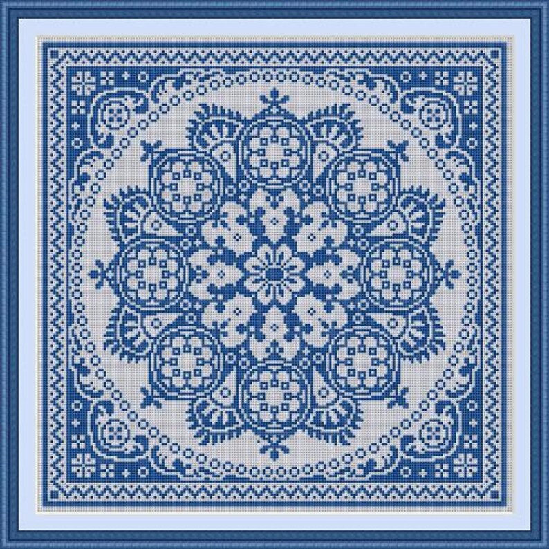 Antique Mandala Round Center Monochrome Square Rug Counted - Etsy