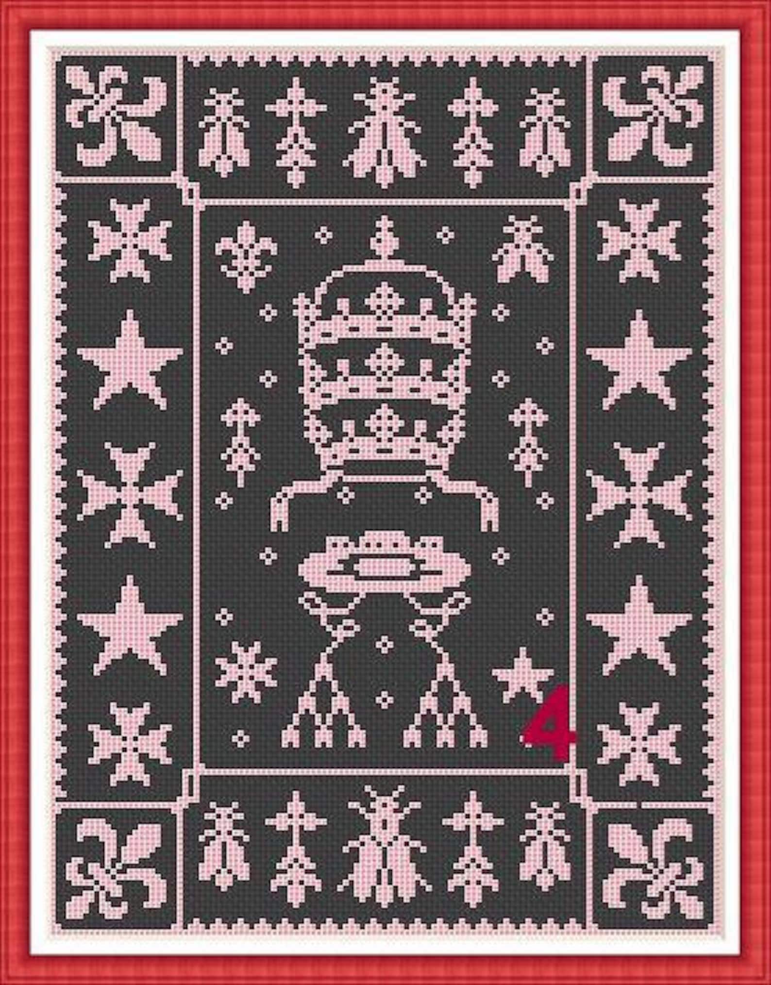 Cross Stitch Sampler Heraldic Symbols Monochrome Samplers 1-8 Counted ...