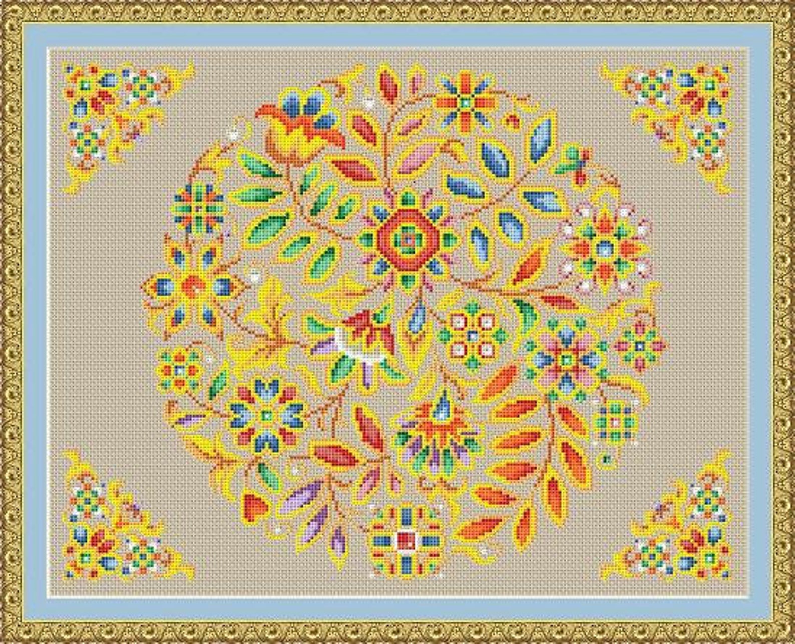 Antique Round Tapestry Folk Art Floral Décor Multicolored - Etsy