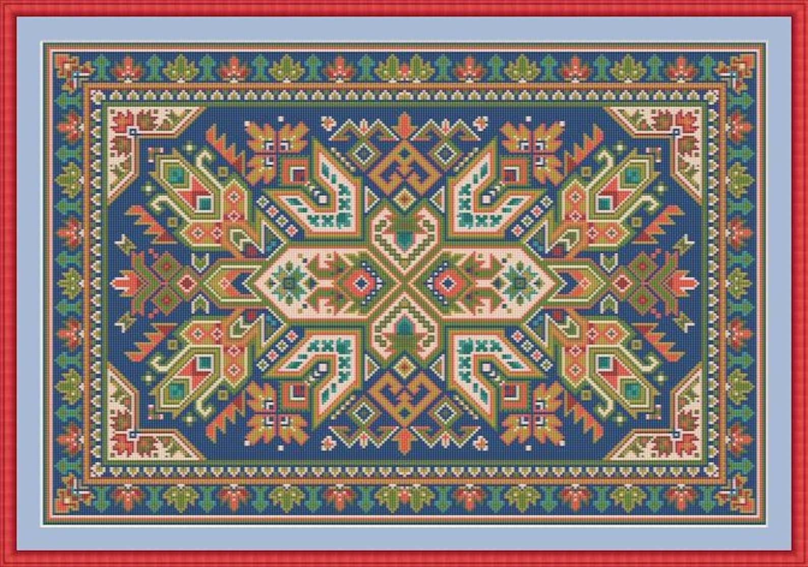 Large Antique Rug Rectangular Shape Motif 2 Counted Cross Stitch ...