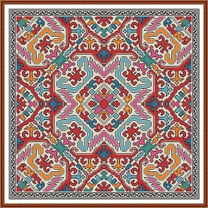 Antique Rug Square Design 3 Large Rug Adaptation Counted Cross | Etsy