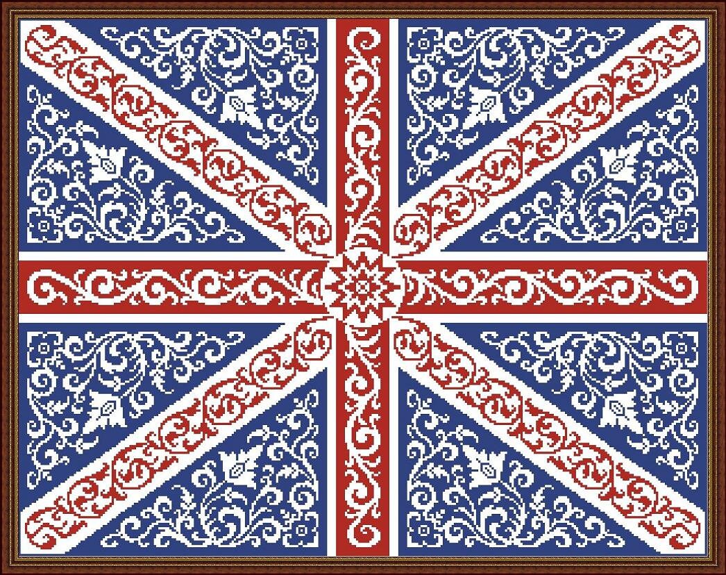 UK British Flag Union Jack Flag Cross Stitch Pattern Large Design ...