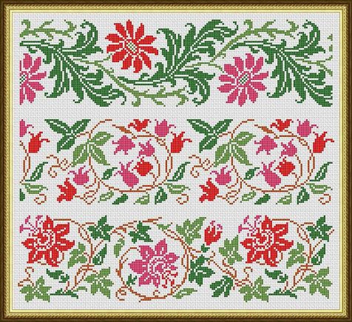 Large Floral Borders Sampler 1 Repeating Motifs Decorative Borders ...