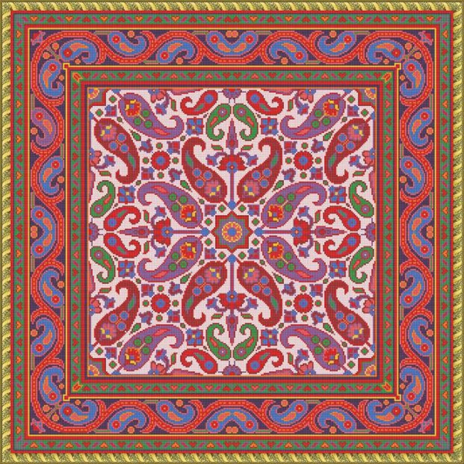 Antique Rug Square Rug Design 2 Large Rug Adaptation Counted Cross ...