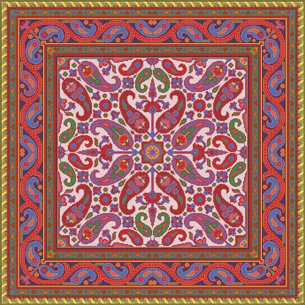 Antique Rug Square Rug Design 2 Large Rug Adaptation Counted - Etsy Israel