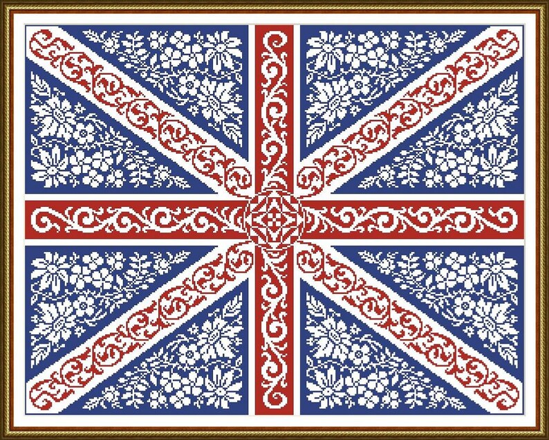 UK British Flag Union Jack Flag Cross Stitch Pattern Large Design ...