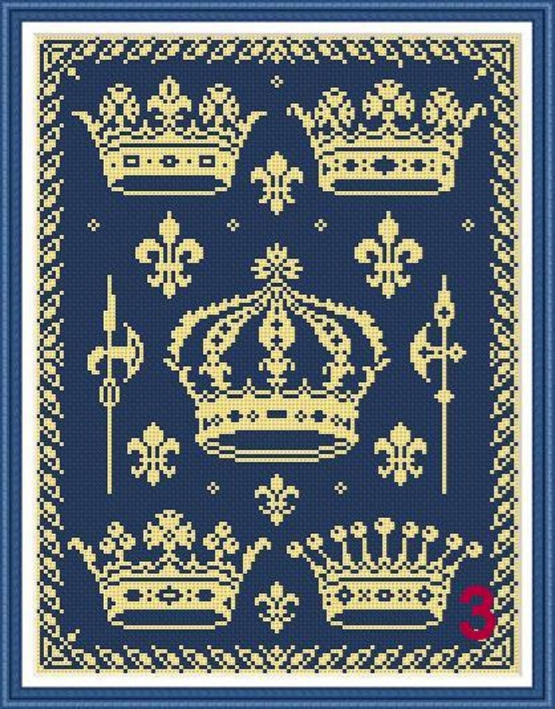 Cross Stitch Sampler Heraldic Symbols Monochrome Samplers 1-8 Counted ...