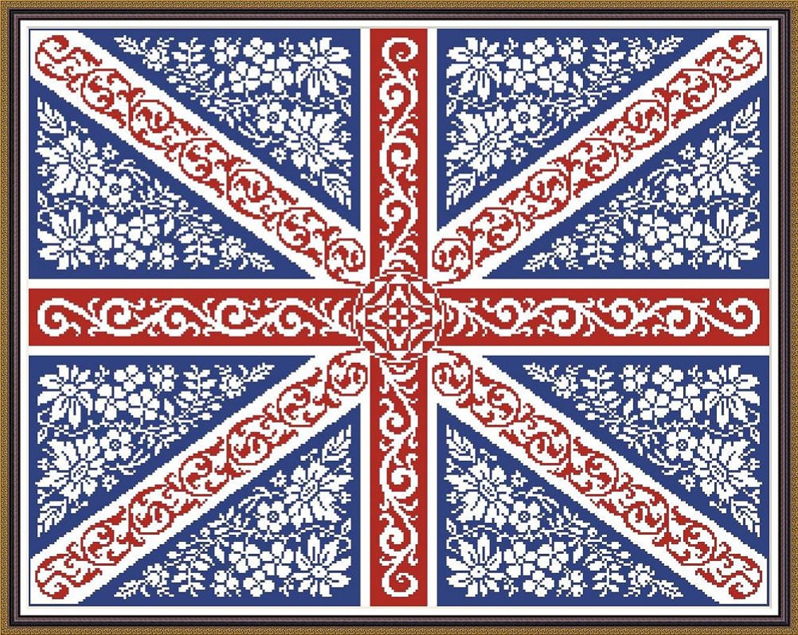 UK British Flag Union Jack Flag Cross Stitch Pattern Large Design ...