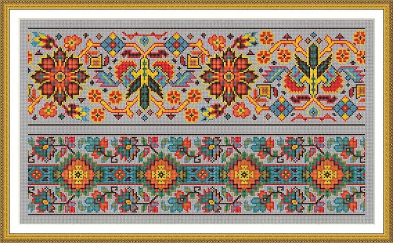 Cross Stitch Pattern Sampler Vintage Borders Repeating Motif - Etsy