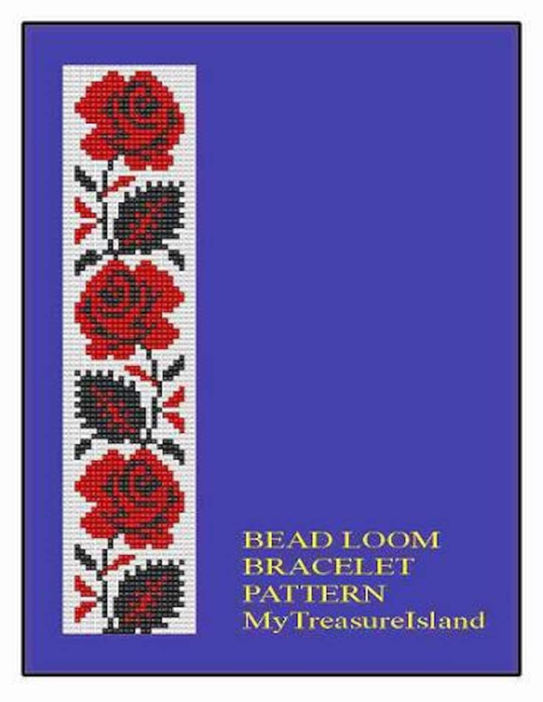 Bead Loom Red Roses Border Floral Border Bracelet Pattern PDF - Etsy