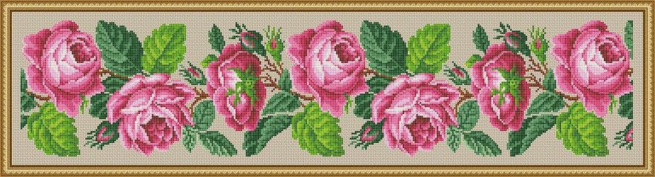 Berlin Woolwork Pink Roses Floral Border Panel Cross Stitch PDF Pattern ...