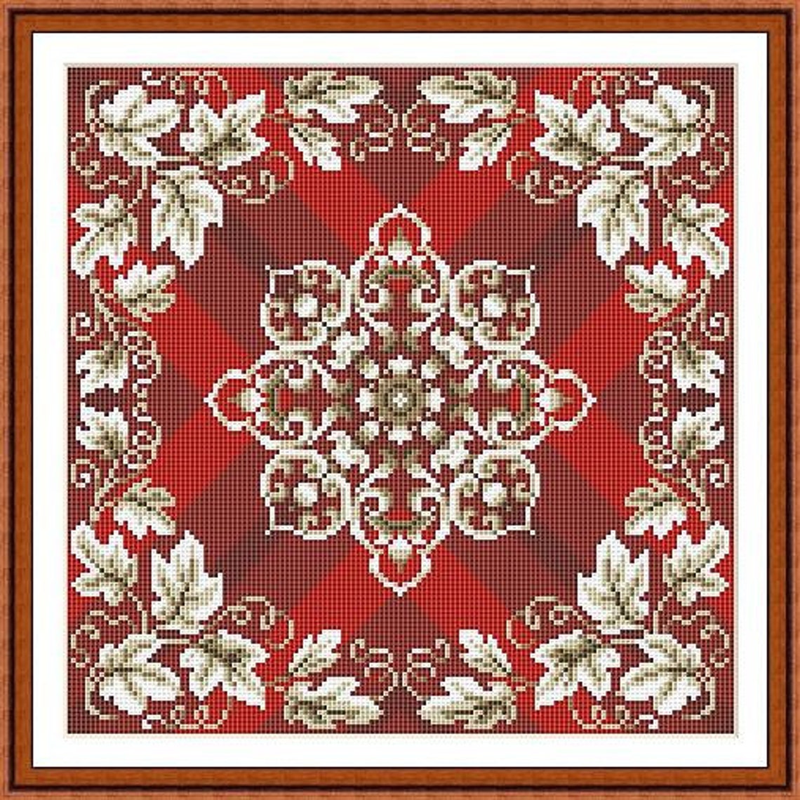 Antique Square Tapestry Floral Pillow Motif 2 in Red Counted - Etsy