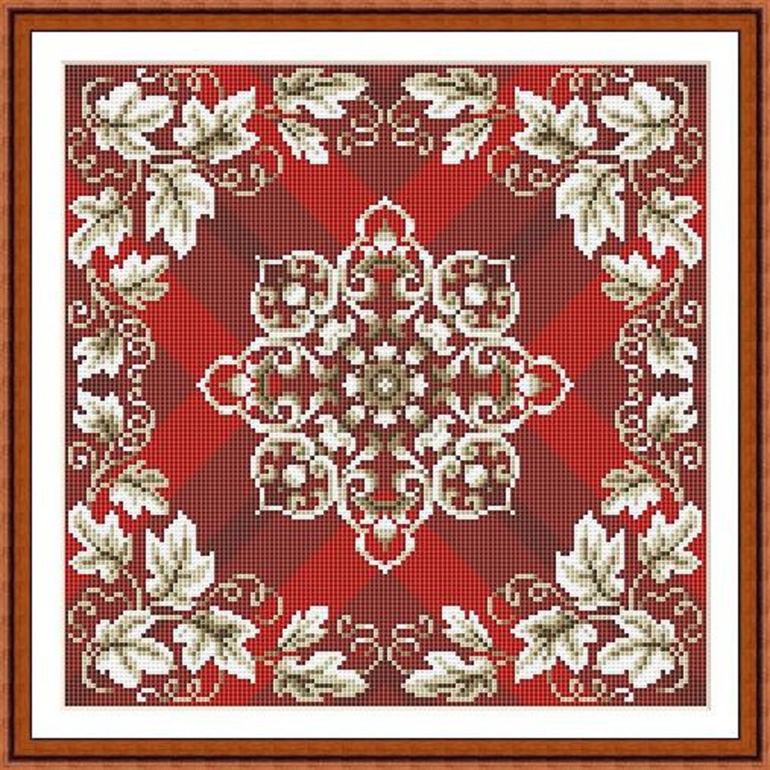 Antique Square Tapestry Floral Pillow Motif 2 in Red Counted - Etsy
