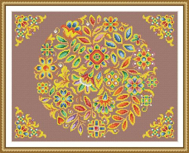 Antique Round Tapestry Folk Art Floral Décor Multicolored - Etsy