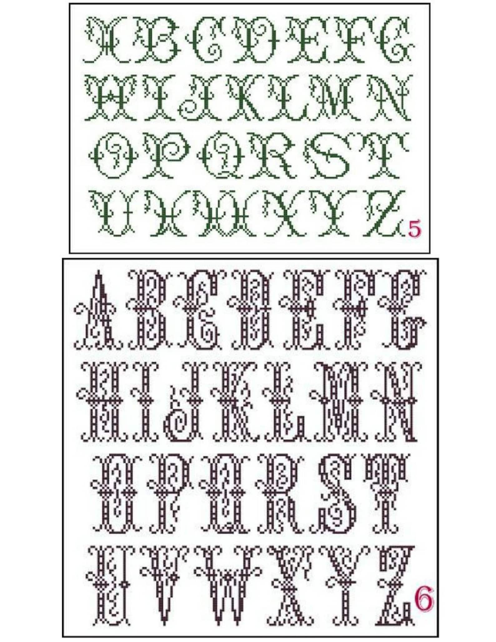 Antique Letters Alphabet All Letters Monograms 6 Designs Counted Cross ...
