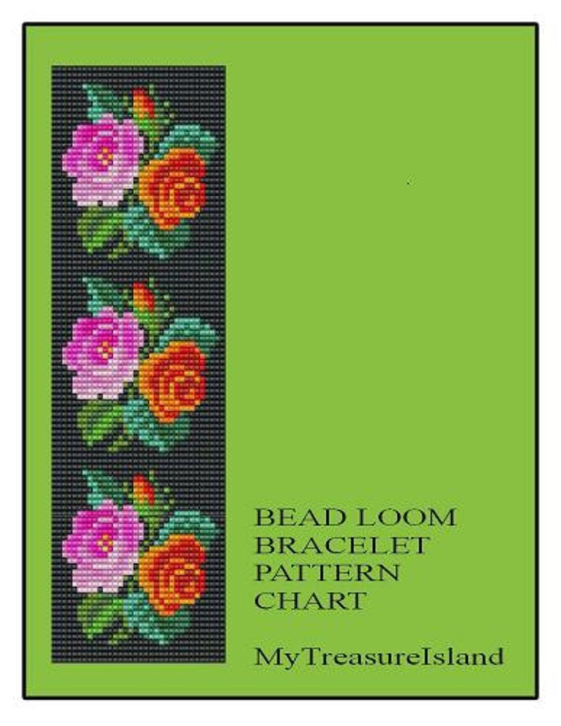 Bead Loom Bracelet Pink and Red Roses Repeating Motif OR Violets Sample ...