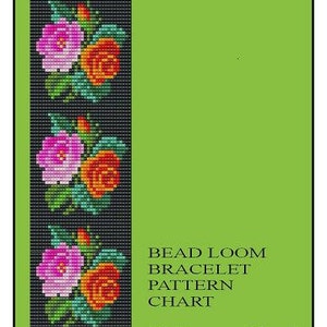 Bead Loom Bracelet Pink and Red Roses Repeating Motif OR Violets Sample ...