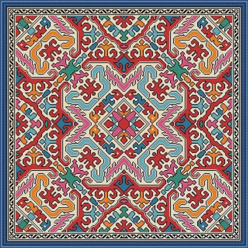 Antique Rug Square Design 3 Large Rug Adaptation Counted Cross | Etsy