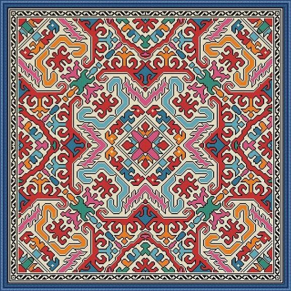 Antique Rug Square Design 3 Large Rug Adaptation Counted Cross - Etsy ...