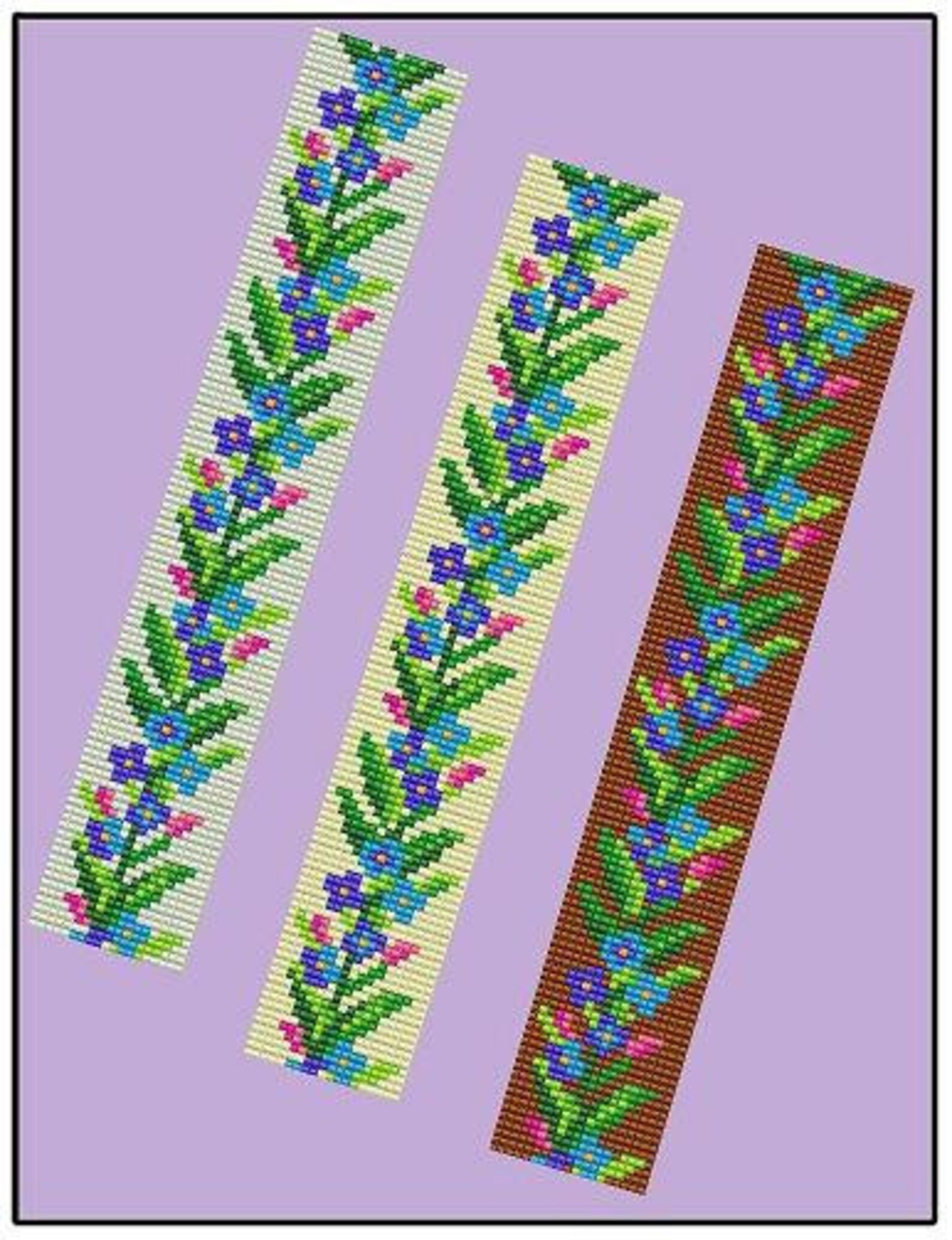 Bead Loom Floral Border 7 Spring Floral Border 1” Wide Bracelet PDF ...