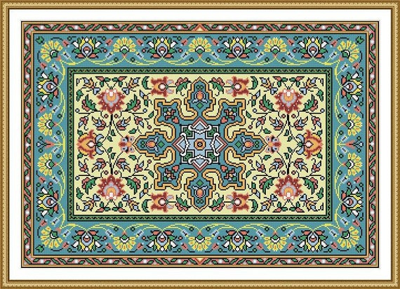 French Vintage Floral Rug Adaptation Circa 1887 Counted Cross | Etsy