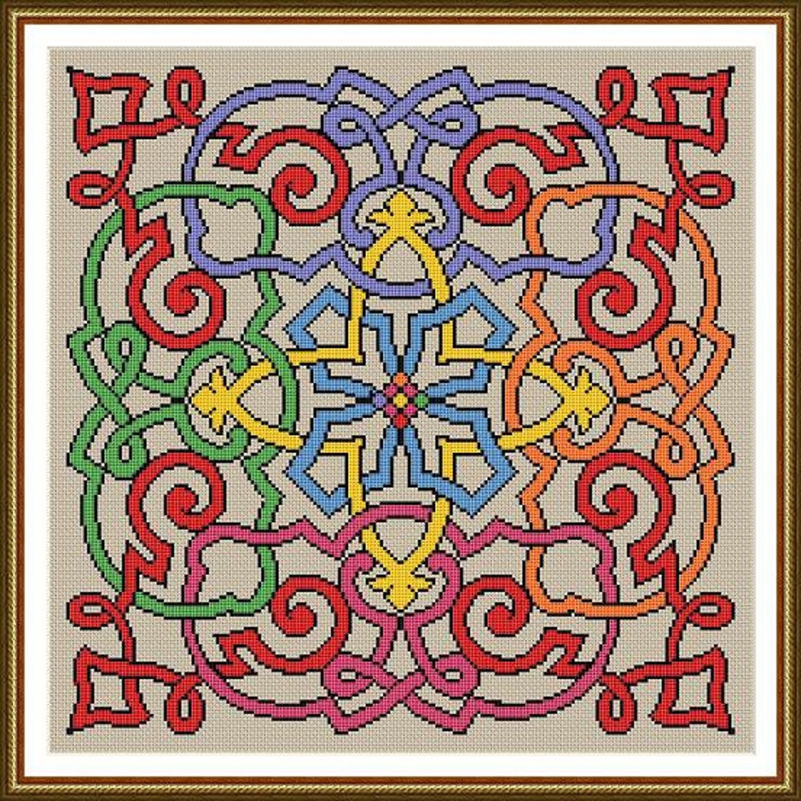 Antique Rug Celtic Square Design Large Rug Adaptation Counted | Etsy