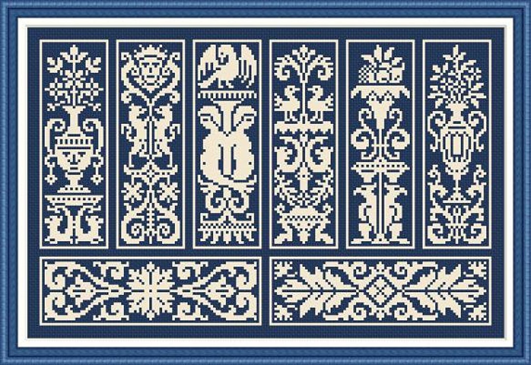 Antique Motifs Mini Sampler 1 Monochrome Counted Cross Stich Pattern ...