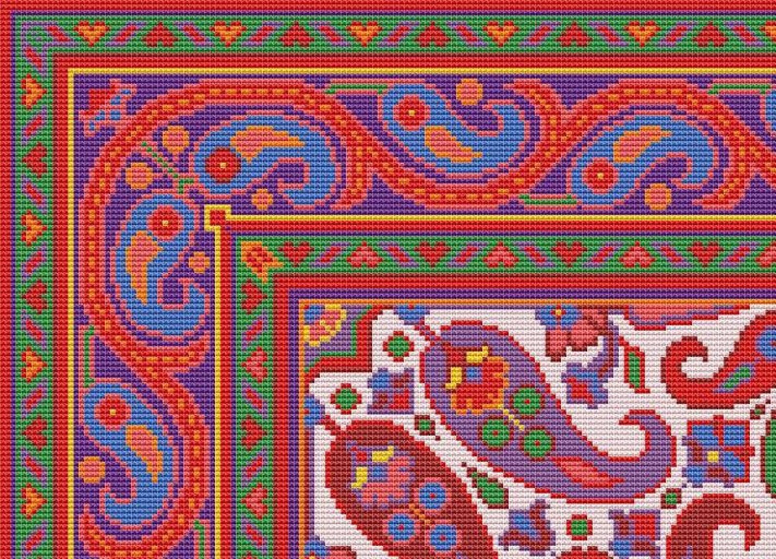 Antique Rug Square Rug Design 2 Large Rug Adaptation Counted - Etsy Israel